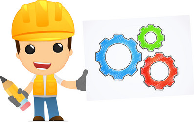 Cartoon builder man Royalty Free Vector Image - VectorStock