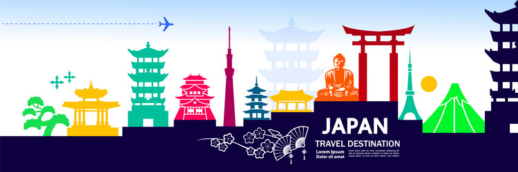 Japan travel places and landmarks Royalty Free Vector Image