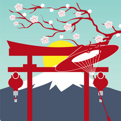 Fuji mount landmark in japan postal card or mark Vector Image