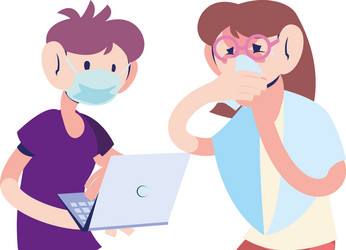 Doctor with mask treating sick Royalty Free Vector Image