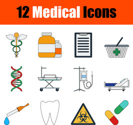 Hospital and medical flat icon set Royalty Free Vector Image