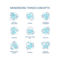Memorizing things tricks blue gradient concept Vector Image