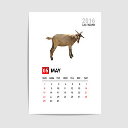 Calendar for 2015 year with a goat and zodiac sign