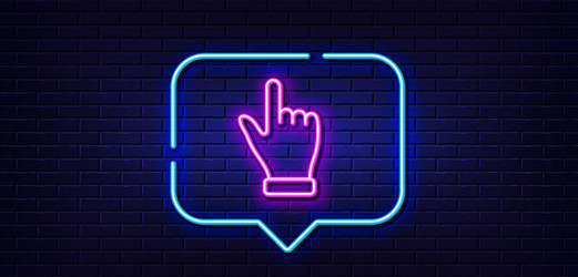 Click hand line icon one finger palm sign neon Vector Image