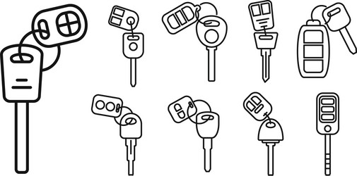 Car alarm system icons set simple key Royalty Free Vector