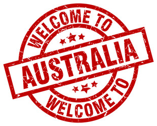 Welcome to australia red round ribbon stamp Vector Image