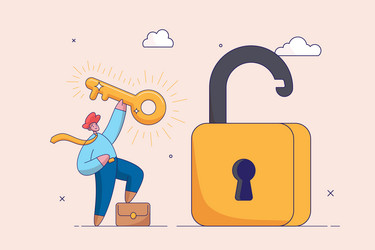Success business concept golden key to unlock Vector Image
