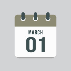 Icon day date 1 march template calendar page Vector Image