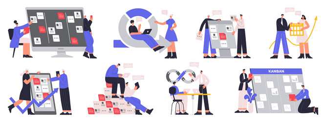 Agile Project Management Devops Team And Scrum Vector Image