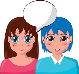 Anime girls talking Royalty Free Vector Image - VectorStock