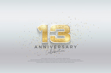 Line art number with golden fancy 13th numeral Vector Image