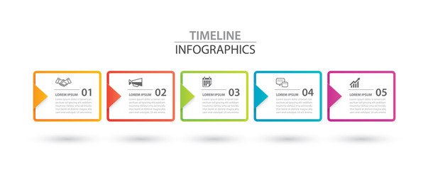 Infographics tab in horizontal paper index with 5 Vector Image