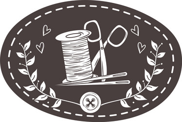 Scissor needle and thread tailor shop design Vector Image