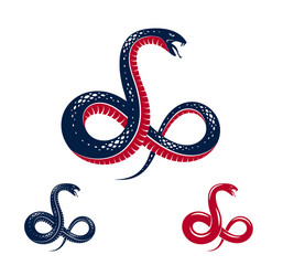 Venomous snake vintage tattoo logo or emblem Vector Image