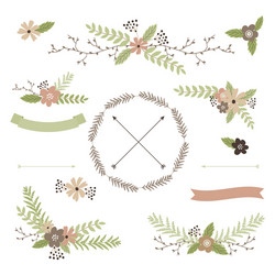 Set of floral elements brown colors Royalty Free Vector
