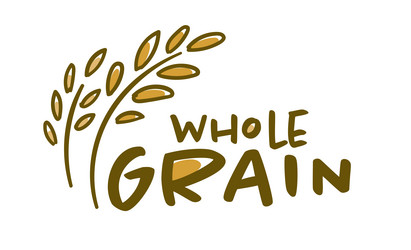 Whole grain logo wheat spikelet product emblem Vector Image