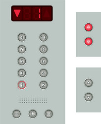 Vintage elevator button panel isolated on white Vector Image