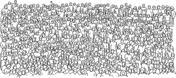 Outline crowd of people on stadium Royalty Free Vector Image