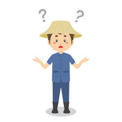 Thailand farmer confused with question mark Vector Image