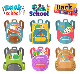 Colored school backpack back Royalty Free Vector Image