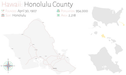 Map honolulu county in hawaii Royalty Free Vector Image