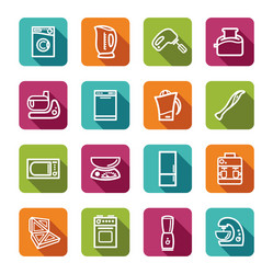 Rounded square icons set some kitchen utensils Vector Image
