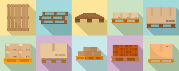 Pallet icons set flat isolated Royalty Free Vector Image