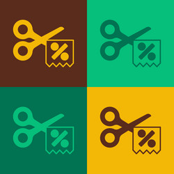 Pop art scissors cuts discount coupon icon Vector Image