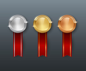 Gold silver bronze medals and vertical Royalty Free Vector