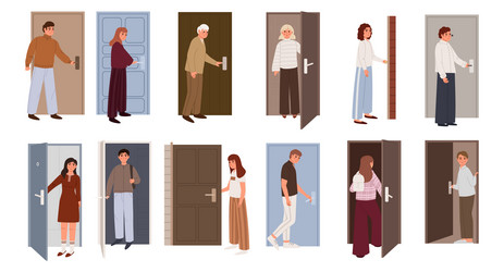 People come in and out Royalty Free Vector Image