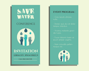 Save water conference poster invitation template Vector Image