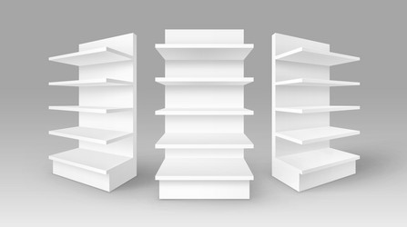 Retail display stand with shelves mockup vertical Vector Image