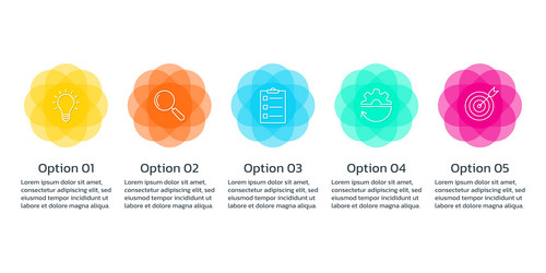 5 steps infographic placards with five numbers Vector Image
