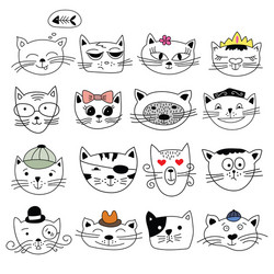 Hand drawn doodle lovely cat set Royalty Free Vector Image