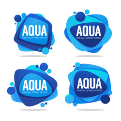 Natural spring water splashes and waves logo Vector Image