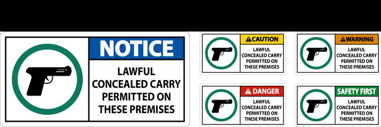 Warning firearms allowed sign lawful concealed Vector Image