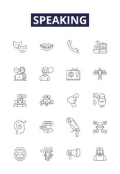 Speak line icons and signs express utter Vector Image