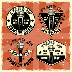 Stand up comedy show set of emblems badges Vector Image