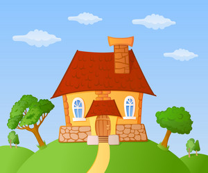 Cartoon a beautiful house Royalty Free Vector Image