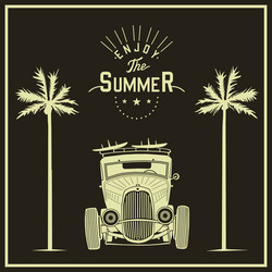 Classic hot rod front view with surf Royalty Free Vector