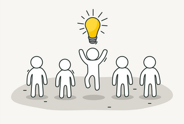 Little white people with creative leader Vector Image