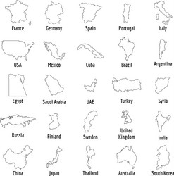 Map country icon set outline style Royalty Free Vector Image