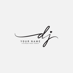 Dj simple signature logo - handwritten template Vector Image