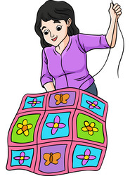 Quilter profession colored cartoon Royalty Free Vector Image