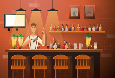 Cartoon bar interior restaurant or night club Vector Image