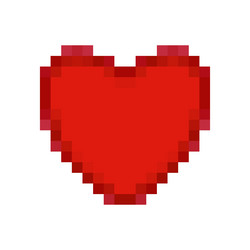 Red heart in pixel art style 8 bit icon on Vector Image