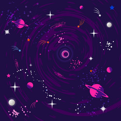 Space flat background with planets and stars Vector Image