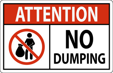 Attention no dumping sign Royalty Free Vector Image