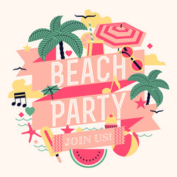 Hawaiian beach party poster template Royalty Free Vector