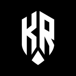 Kr logo monogram shield shape with crown design Vector Image